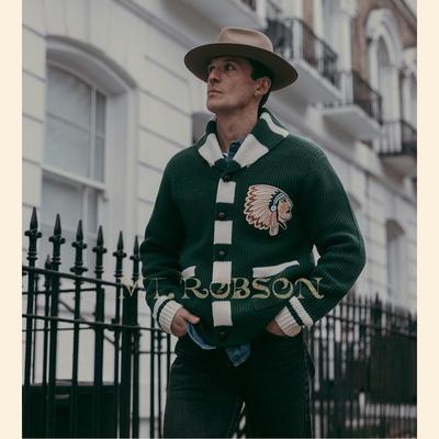 印第安刺绣青果领常青藤羊毛开衫