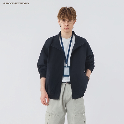 ASOT 美式cleanfit翻领夹克男2026春季宽松休闲通勤纯色外套女