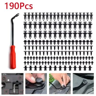 Car Bumper Fastener Assortment – 190pcs Mixed Plastic