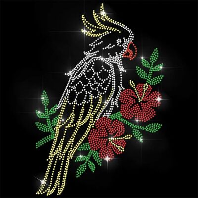 Rhinestone Iron on Transfer Parrot Bling Hotfix Patches for