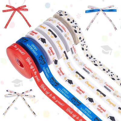 6 Rolls 30 Yards Graduation Ribbon 3/8 inch Congrats Grad