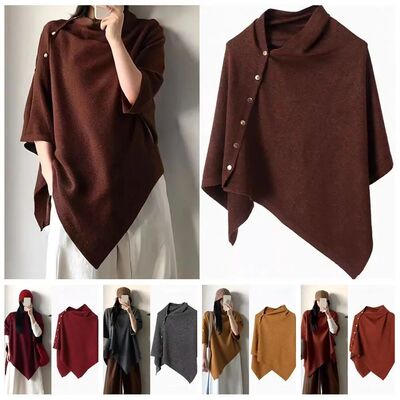 New with Button Pashmina Shawl Warm Irregular Shoulder Top
