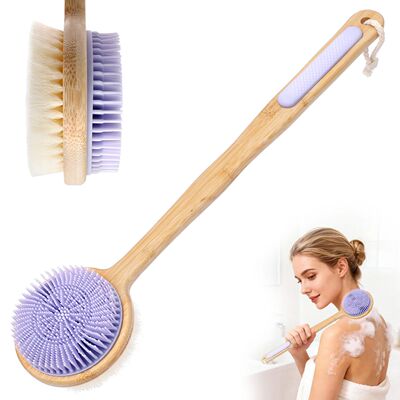 Double Sided Shower Body Brush Silicone and Dense Bristle