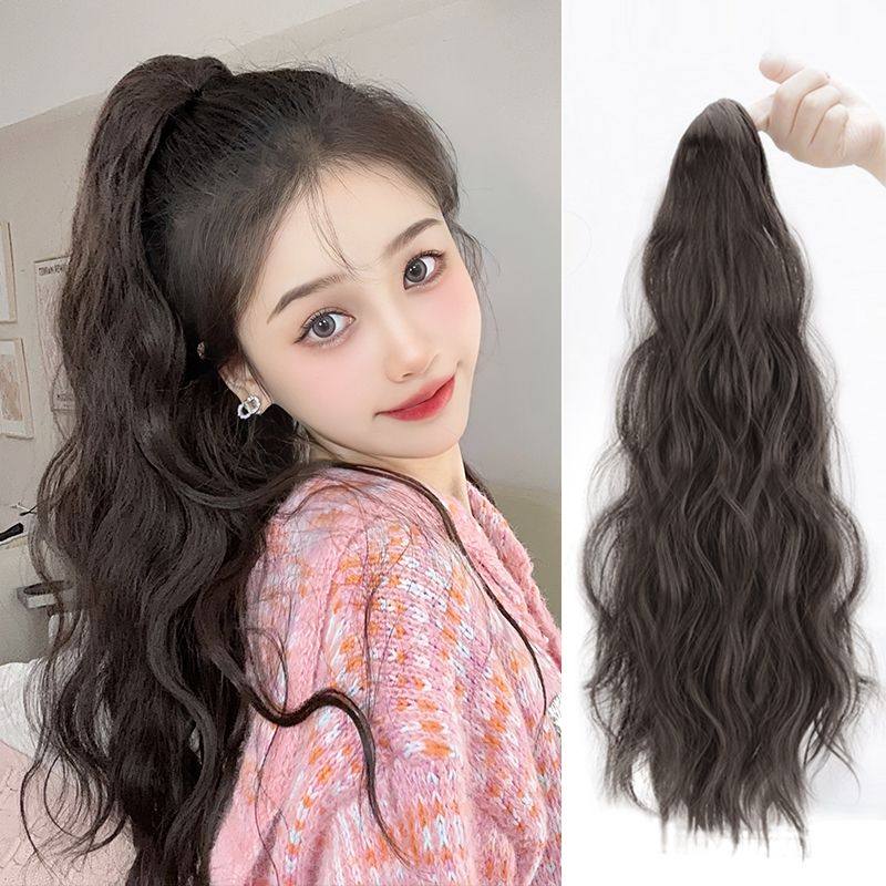 假发马尾女自然仿真长发抓夹水波纹高马尾蓬松网红辫子卷发假马尾