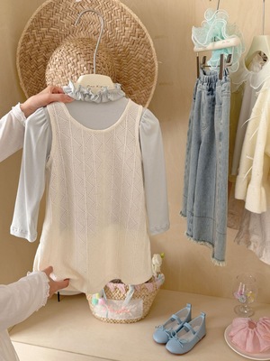 2026春装新款女童花边慕斯羊绒打底衫女宝宝长袖T恤甜美SY62061