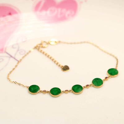 天然A货翡翠无事圆片手链