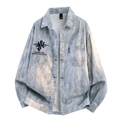 2026新款春装港风宽松大码夹克男潮流时尚青少年棉质牛仔外套帅气