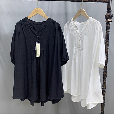 宽松百搭套头短袖聚酯衬衫