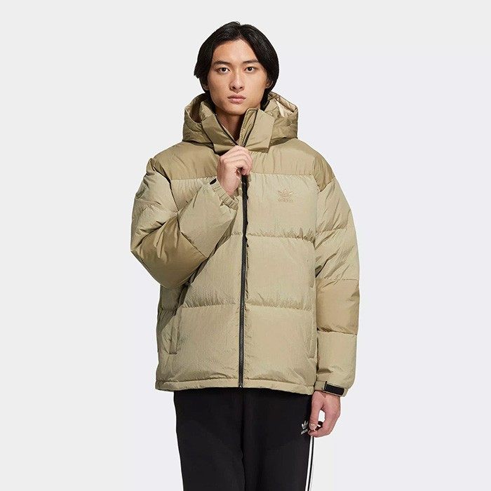 阿迪达斯2022冬季新三叶草羽绒服男款防风保暖连帽运动外套HS348_虎窝淘