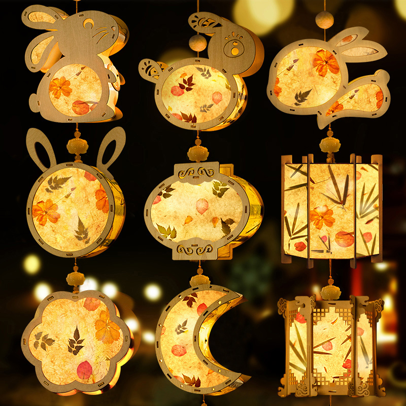 中秋节灯笼玉兔花灯兔子儿童古风挂饰2023新款手工diy制作小宝宝_虎窝淘