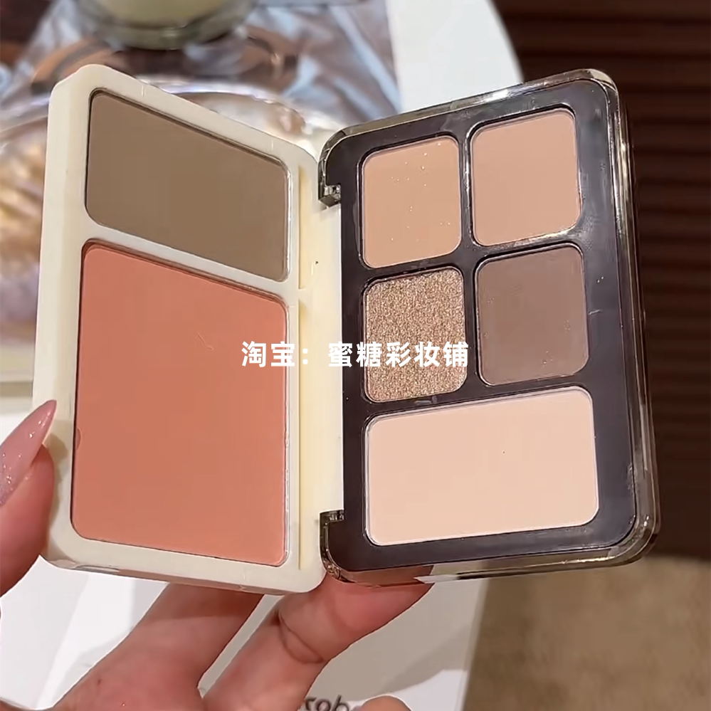 越淡越贵!亚茶杏仁七色眼影低饱和大地色哑光日常通勤新手面综盘