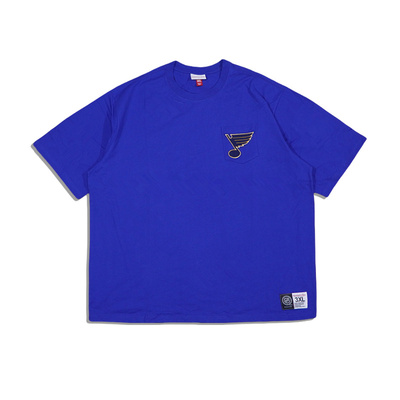 正品美潮 MITCHELL&NESS X NHL蓝调队联名Vintage口袋刺绣短袖