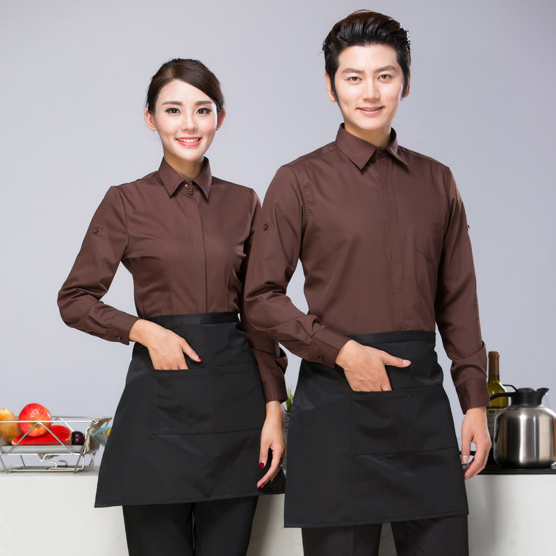 酒店工作服长袖秋冬装女时尚西餐咖啡厅快餐店餐饮服务员衬衫制服