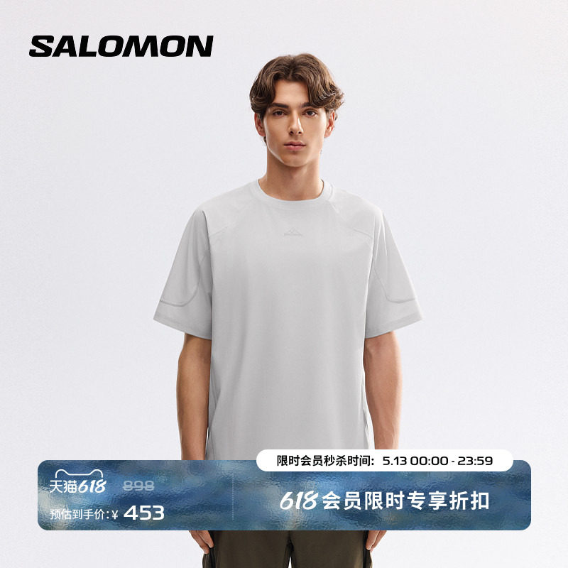 salomon萨洛蒙户外男款都市潮流短袖T恤轻便透气上衣AMPHI WOVEN