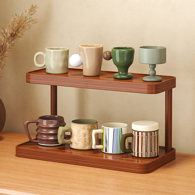 全实木杯架水杯收纳置物架桌面客厅茶杯架子马克咖啡杯多层展