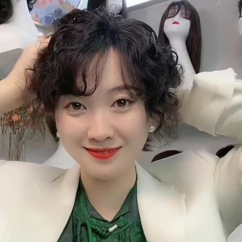 假发女片头顶自然量蓬松遮白发补发片水波纹卷发刘海假发片