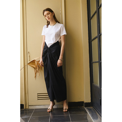 NEANT SS21褶皱花瓶黑色半裙