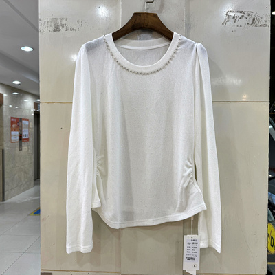 赫琳娜1229镶钻圆领醋酸T恤上衣