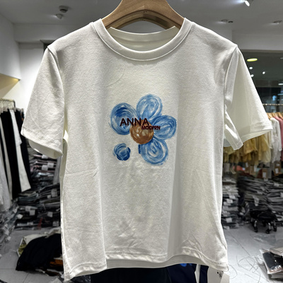 YOUHUONI8813油画小花T恤上衣