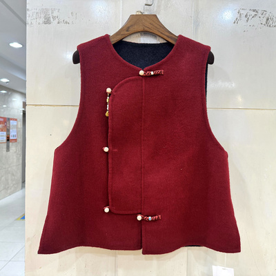 5687双面羊毛呢国风马甲外套