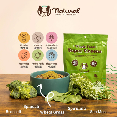 Natural Dog-Super Greens西兰花海带增强活力促消化狗狗营养颗粒
