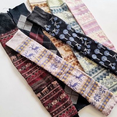 复古棉质过膝堆堆袜袜套双针双路