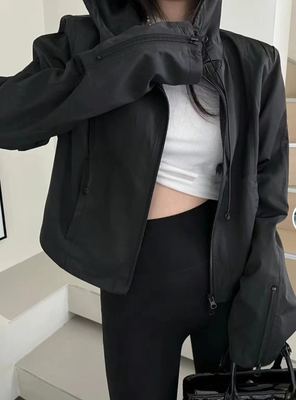 摩登mdeng抽绳连帽拉链外套女2026春季新款休闲短款上衣M8803