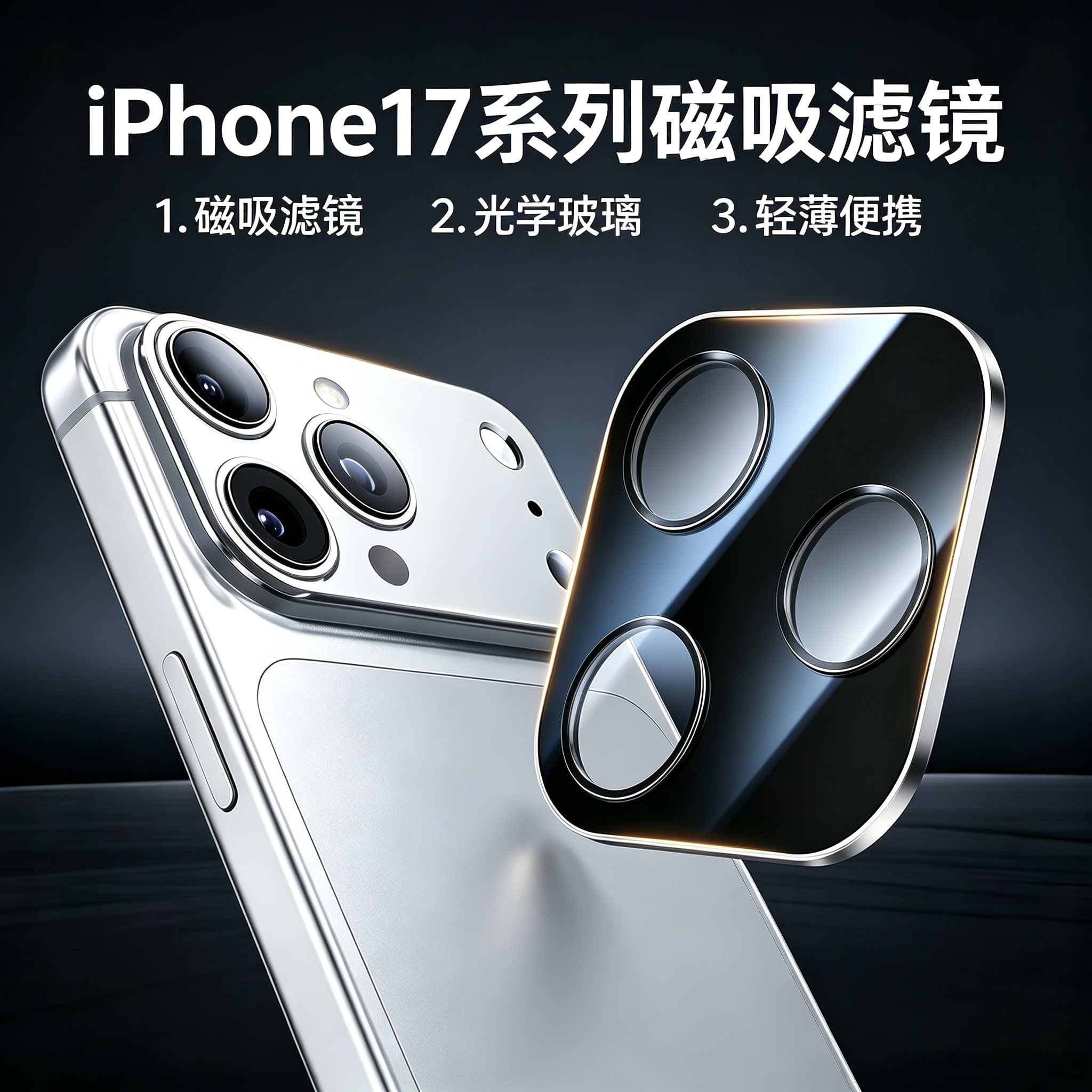 月普手机磁吸偏振镜适用于苹果iPhone17pro手机滤镜cpl镜头ND32减光镜偏光镜外置镜头保护盖演唱会防激光镜头