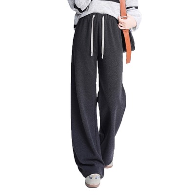 加厚绒保暖显瘦高腰阔腿糯米裤子