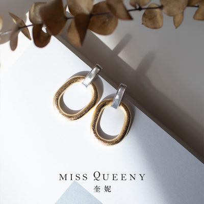 MissQueeny母贝椭圆环耳钉
