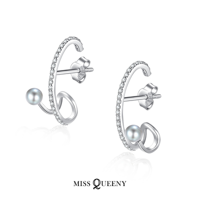 小姐璀璨耳钉纯银通勤风天然珍珠