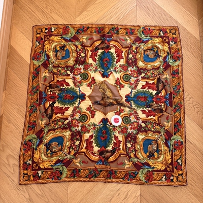 RL早期老款紫标复古真丝方巾丝巾围巾头巾披肩