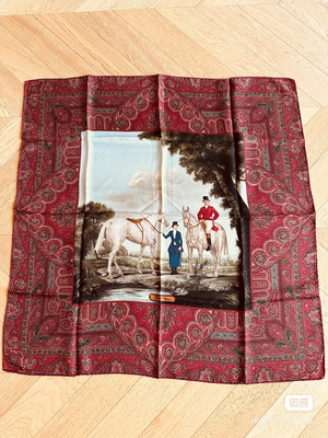 RL紫标真丝西部复古方巾丝巾围巾