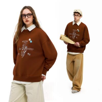 KXLFCHN空穴来风 潮牌圆领卫衣男女春秋复古印花宽松套头长袖上衣