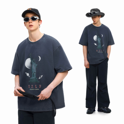 KXLFCHN空穴来风 印花水洗短袖T恤男女夏季美式复古潮牌半袖上衣