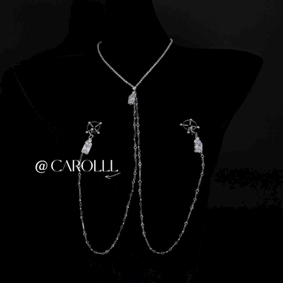 CAROLLL简约方钻闪耀胸夹身体链性感项圈