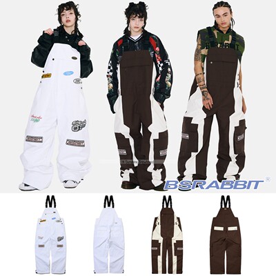 2526BSRABBIT韩国滑雪裤单板双板男女防水透气白色棕色背带裤雪裤