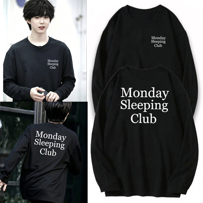 monday sleeping club趣味英文2026长袖T恤春秋季宽松打底衫男女
