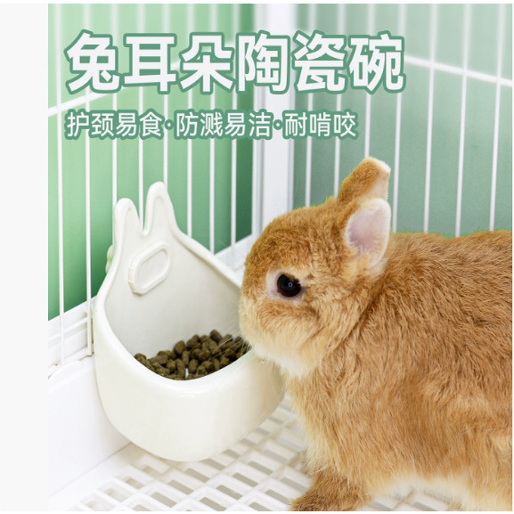 【兔子林】Umi食盆 兔子陶瓷喂食器可挂式防扒防打翻兔兔饭碗用品