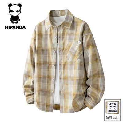 HiPanda秋冬格子长袖衬衫外套男