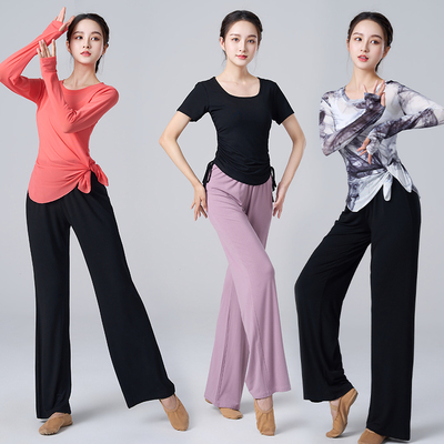跳舞蹈身韵形体练习练功服女长袖上衣沙衣古典舞现代舞衣服套装裤