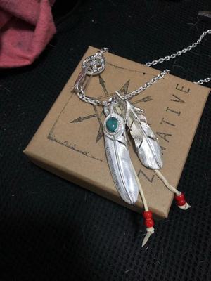 z.native原firstarrows职人独立品牌手工印第安风上银松石羽毛组