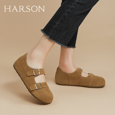 哈森/HARSON春夏新款软底牛皮舒适浅口单鞋护士鞋女HGM250121