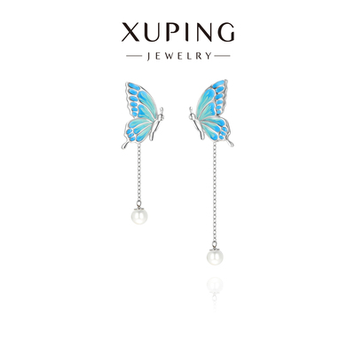 旭平【庄周梦蝶】新中式清冷感滴釉设计蝴蝶流苏耳钉国风气质耳饰