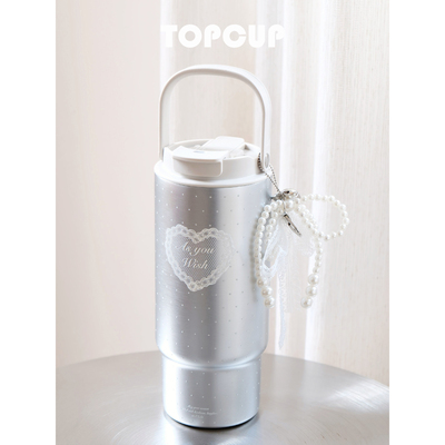TOPCUP原创女生高颜值礼物不锈钢保温杯大容量双饮吸管便携水杯子