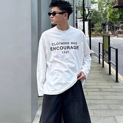 HOMME DE MODE 重磅380克 100%棉 手工磨烂刷银工艺 廓形短袖T恤