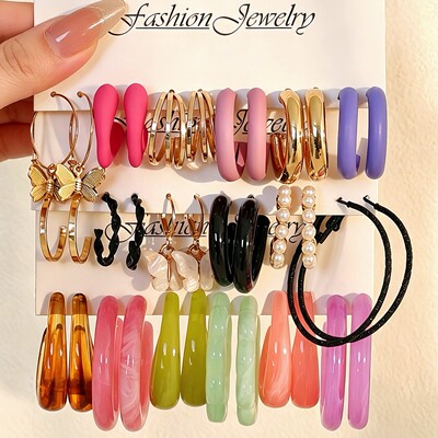 Earrings Fashion Earring hoop Earings Women set earing pearl