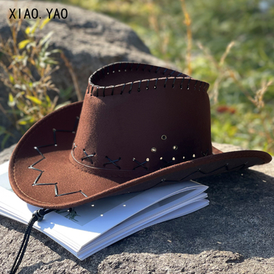 纯色西部牛仔帽子男女春秋遮阳帽