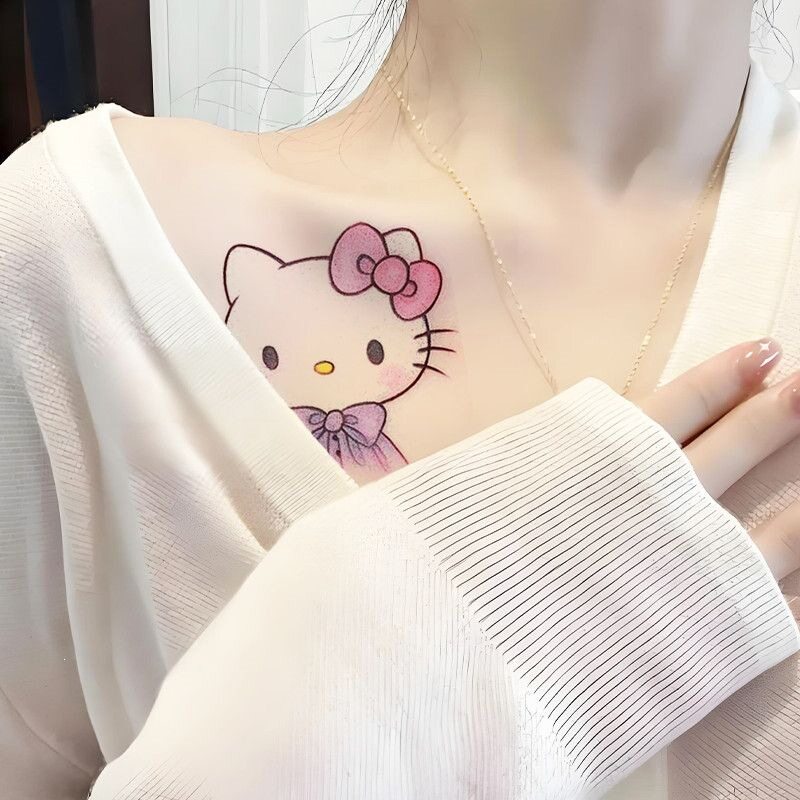 kitty猫纹身可爱卡通防水持久小清新少女手臂贴纸ins学生闺蜜锁骨