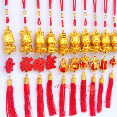 塑料金色生肖立体马新年盆景装饰